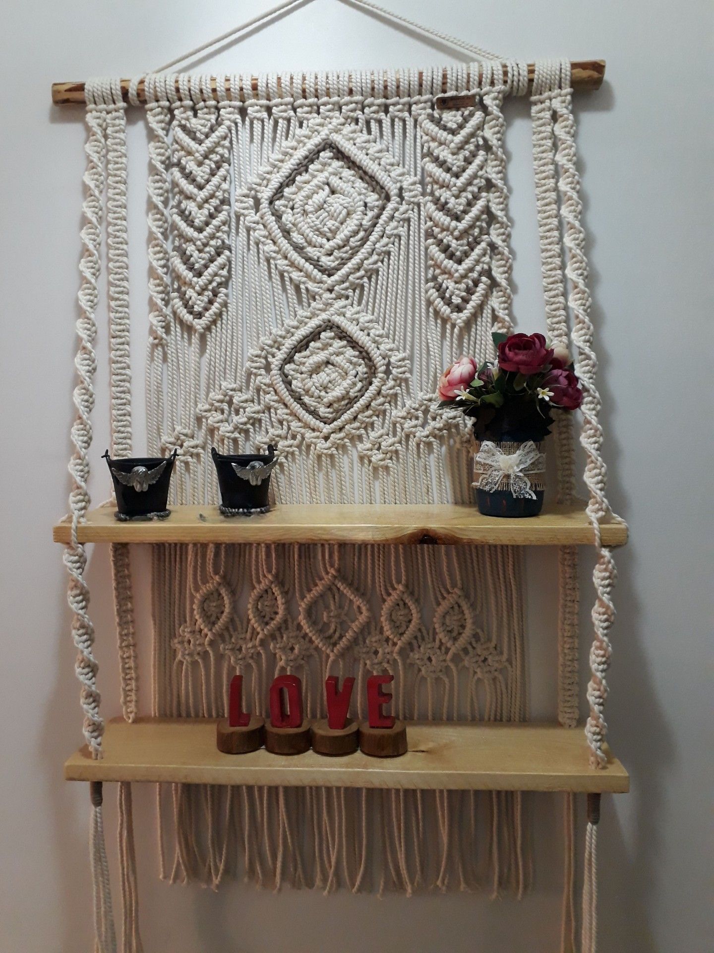 Makrome İki Katlı Duvar Rafı Fiyatı Yorumlar - komeksepeti.com