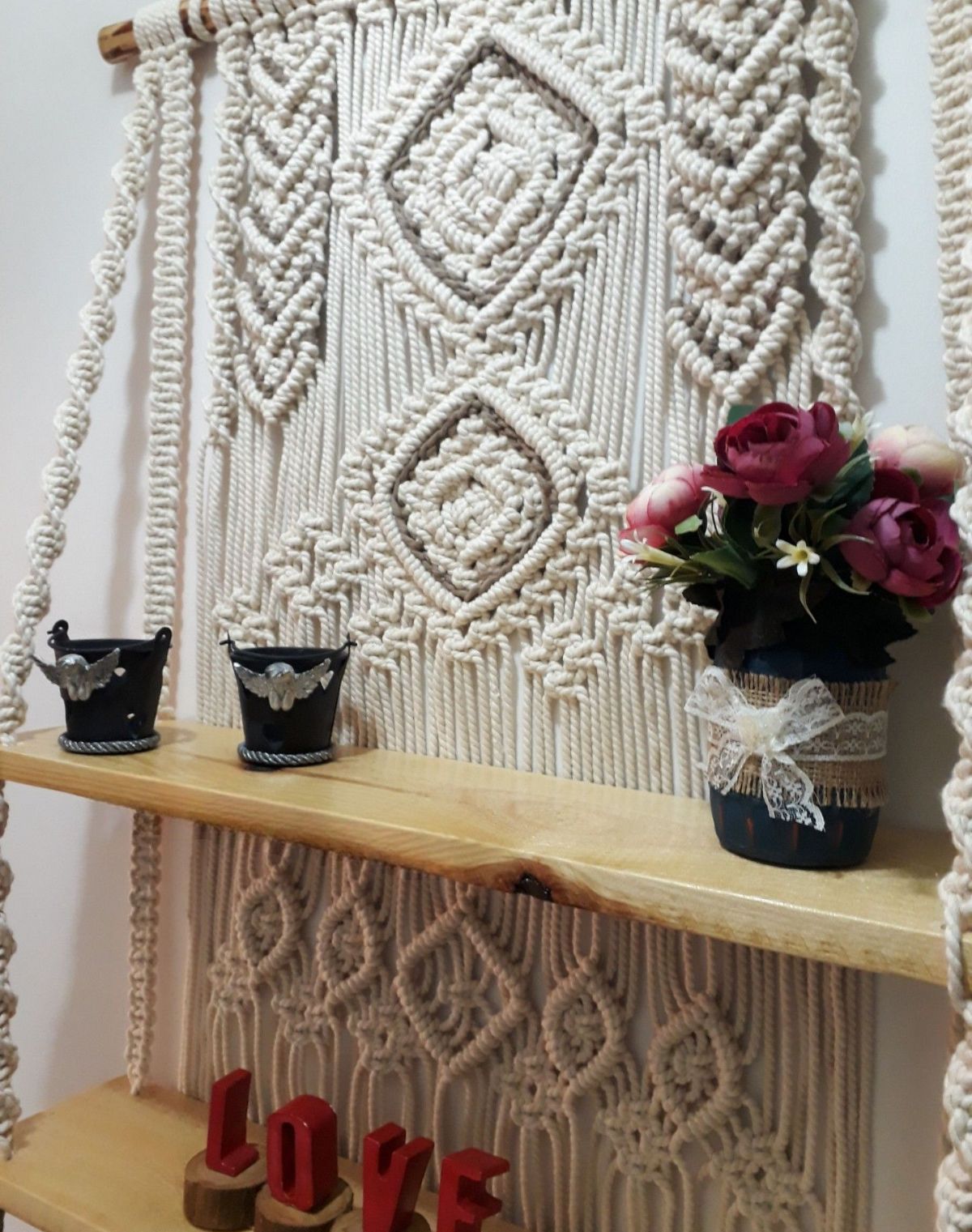 Makrome İki Katlı Duvar Rafı Fiyatı Yorumlar - komeksepeti.com